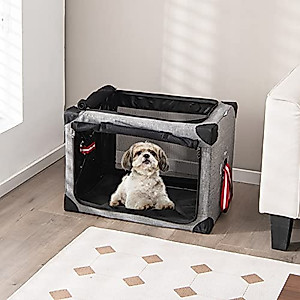 Giantex Folding Dog Soft Crate - Collapsible Pet Carry Case with 3 Mesh Doors, Removable Pad, Metal Frame, Washable Fabric, Portable Dog Kennel for Indoor Outdoor (Medium: 26" L x 18" W x 18" H)