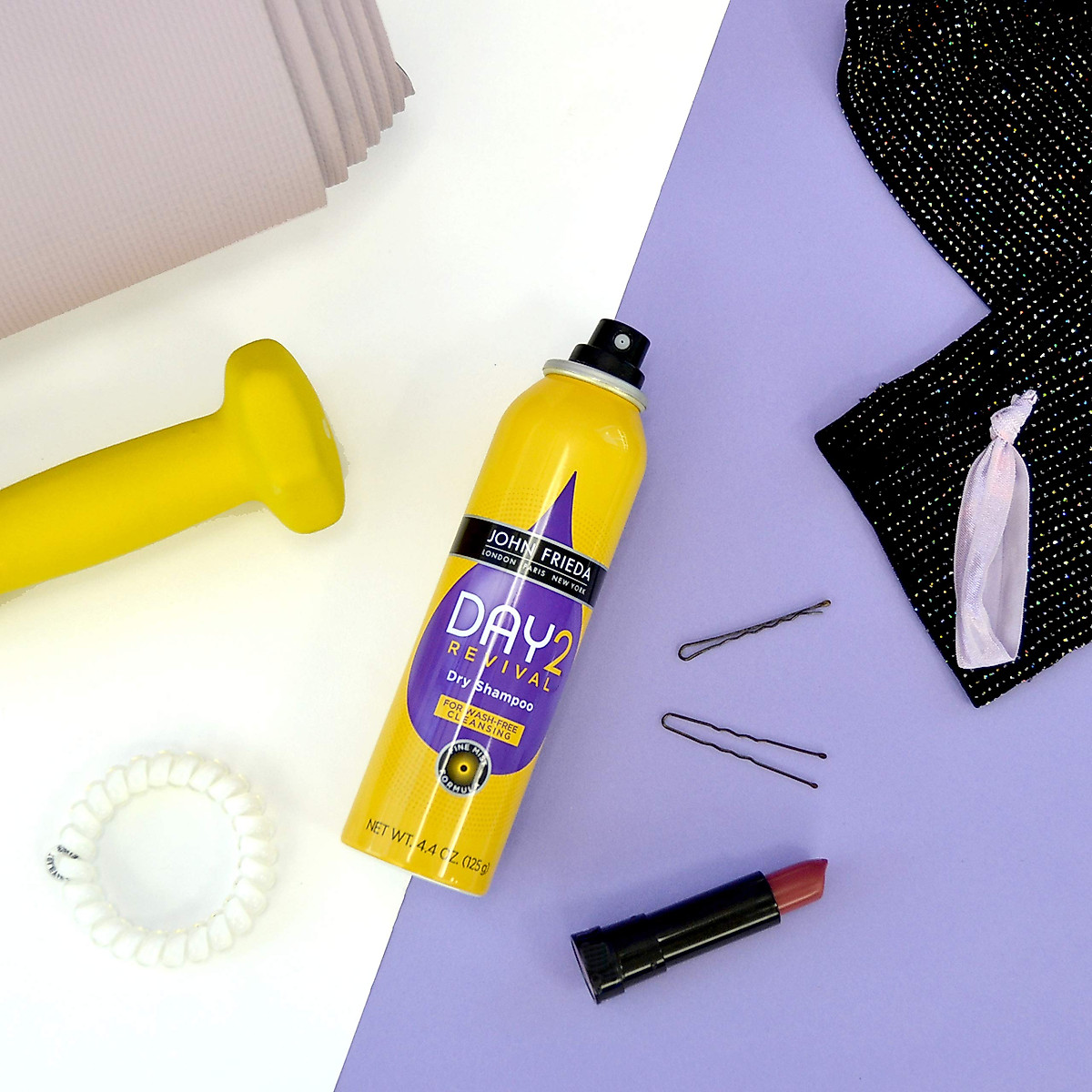 John Frieda Day 2 Revival Dry Shampoo, Refurbish Hair without Washing, Remove Unwanted Oils, Texturizing Spray, 4.4 Ounces