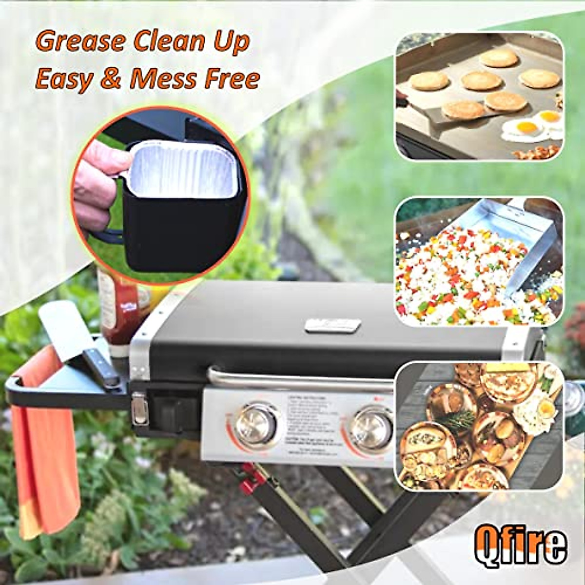 Qfire 24 Pack Small Griddle Drip Grease Cup Liners Compatible with 1 Burner & 2 Burner Razor Griddles,GGC2030M/GGT2160M/GGC2228MG Razor Griddle Grease Liner Accessories(Small Size)