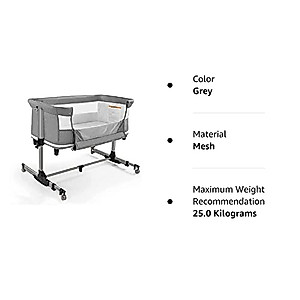 nordmiex Baby Crib,3 in 1 Bassinet for Baby,Bedside Sleeper Bedside Baby bassinets Crib for Newborn,Adjustable Portable Baby Bed for Infant/Baby,Gray