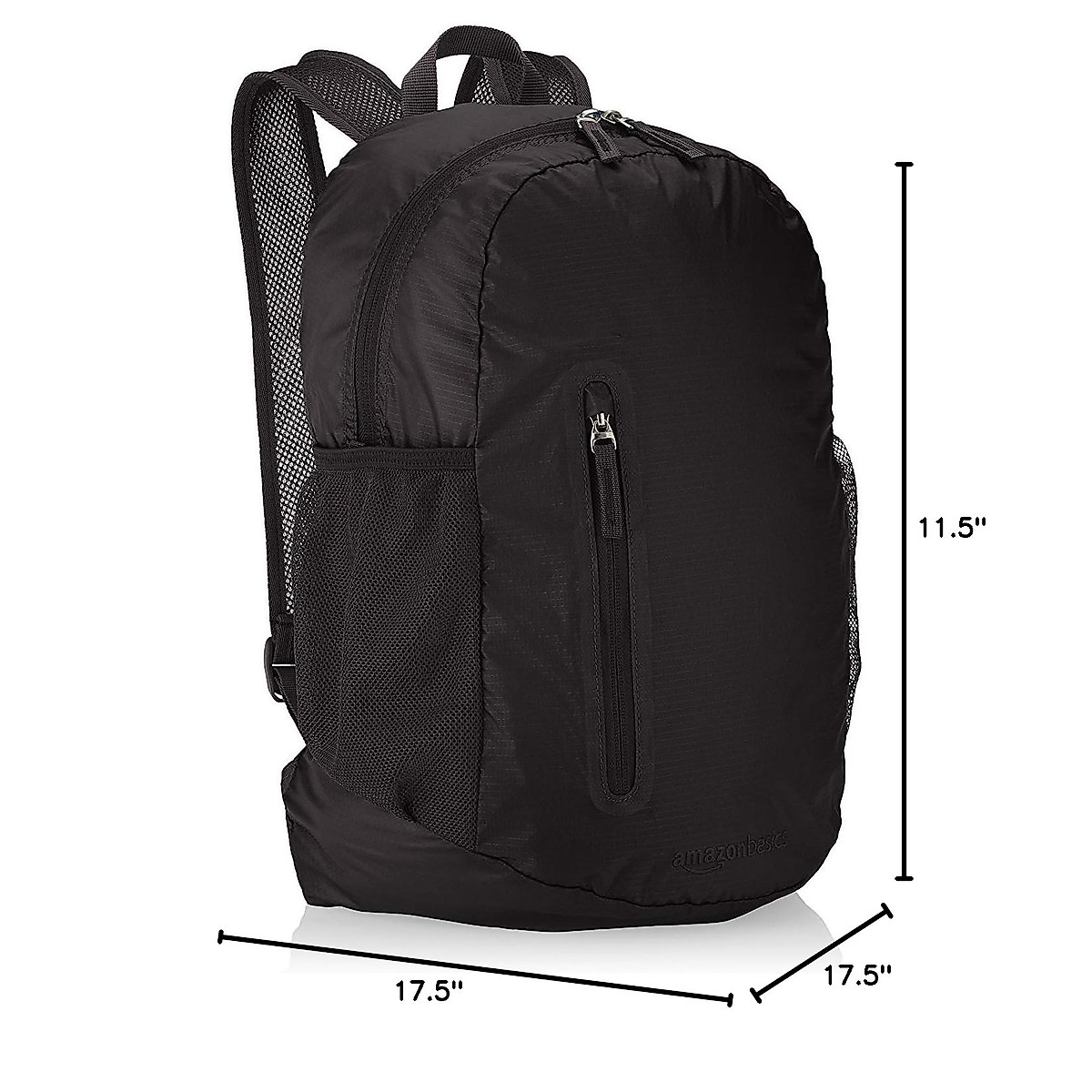 Amazon Basics Lightweight Packable Hiking Travel Day Pack Backpack - 17.5 x 17.5 x 11.5 Inches, 25 Liter, Black