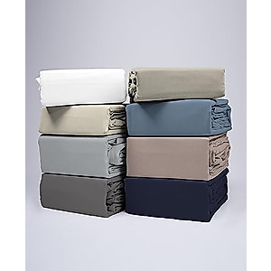 Color Sense Hotel Percale 100% Cotton Bed Sheet Set, Twin Ivory, Cooling Sheets for Hot Sleepers, with Elasticized Deep Pocket, 3 Piece Bedding Set - 1 Flat, 1 Fitted Sheet and 1 Pillowcase