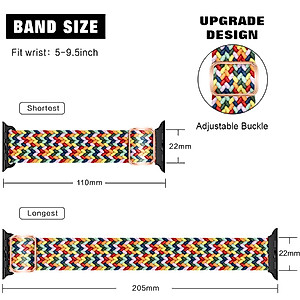 Wangmai Compatible with Apple Watch Band 38mm 40mm 41mm 42mm 44mm 45mm 49mm, Adjustable Stretchy Elastic Braided Solo Loop Wristbands for iWatch Series 8 7 6 5 4 3 2 1 SE Ultra, Rainbow 38mm/40mm/41mm