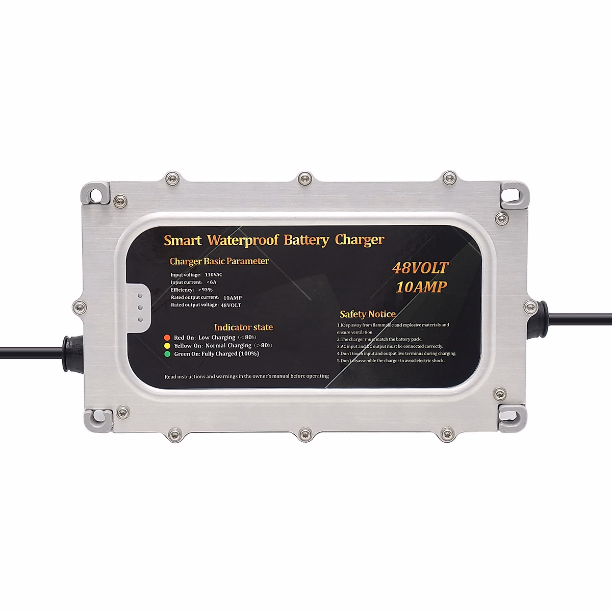 Generic 48 Volt 10 AMP Waterproof Golf Cart Battery Charger for Yamaha Golf Cart G14 G16 G19 G22 Drive with 2 Pin Plug Waterproof IP68