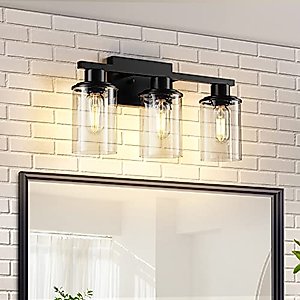 RyaHQ Bathroom Light Fixtures Over Mirror Bathroom Vanity Light Fixture 3 Light Vanity Lights for Bathroom Vanity Lighting Fixtures Wall Sconce Wall Lamp Wall Light Fixtures Black