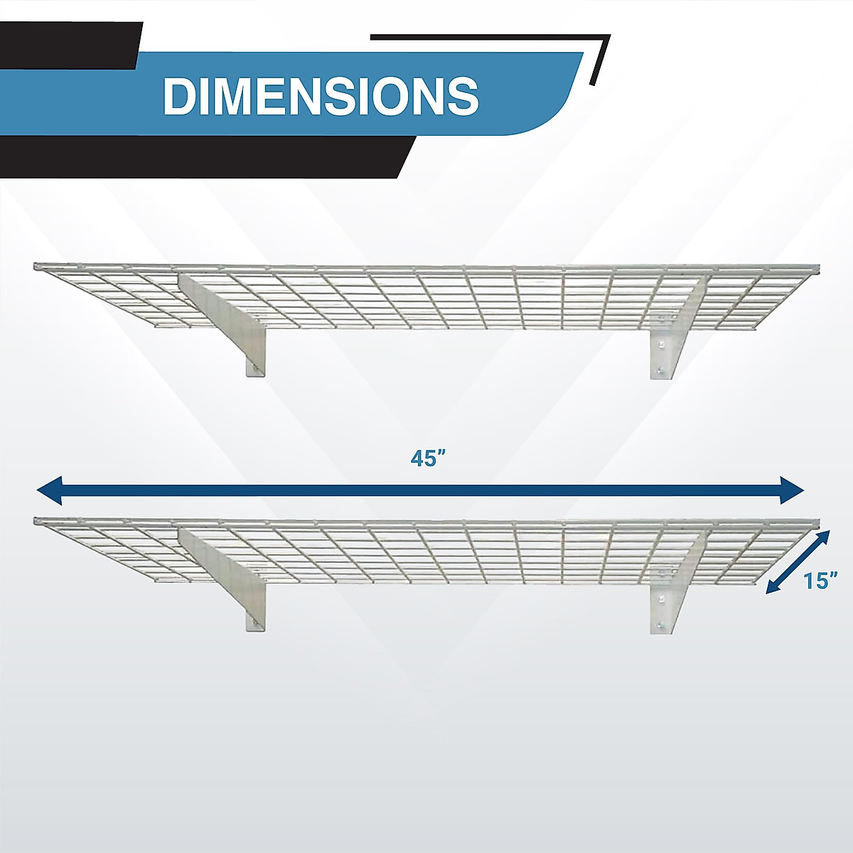 HyLoft 00967 45-Inch by 15-Inch Steel Wall Shelf for Garage Storage, Low-Profile Brackets, Off White, 2-Pack