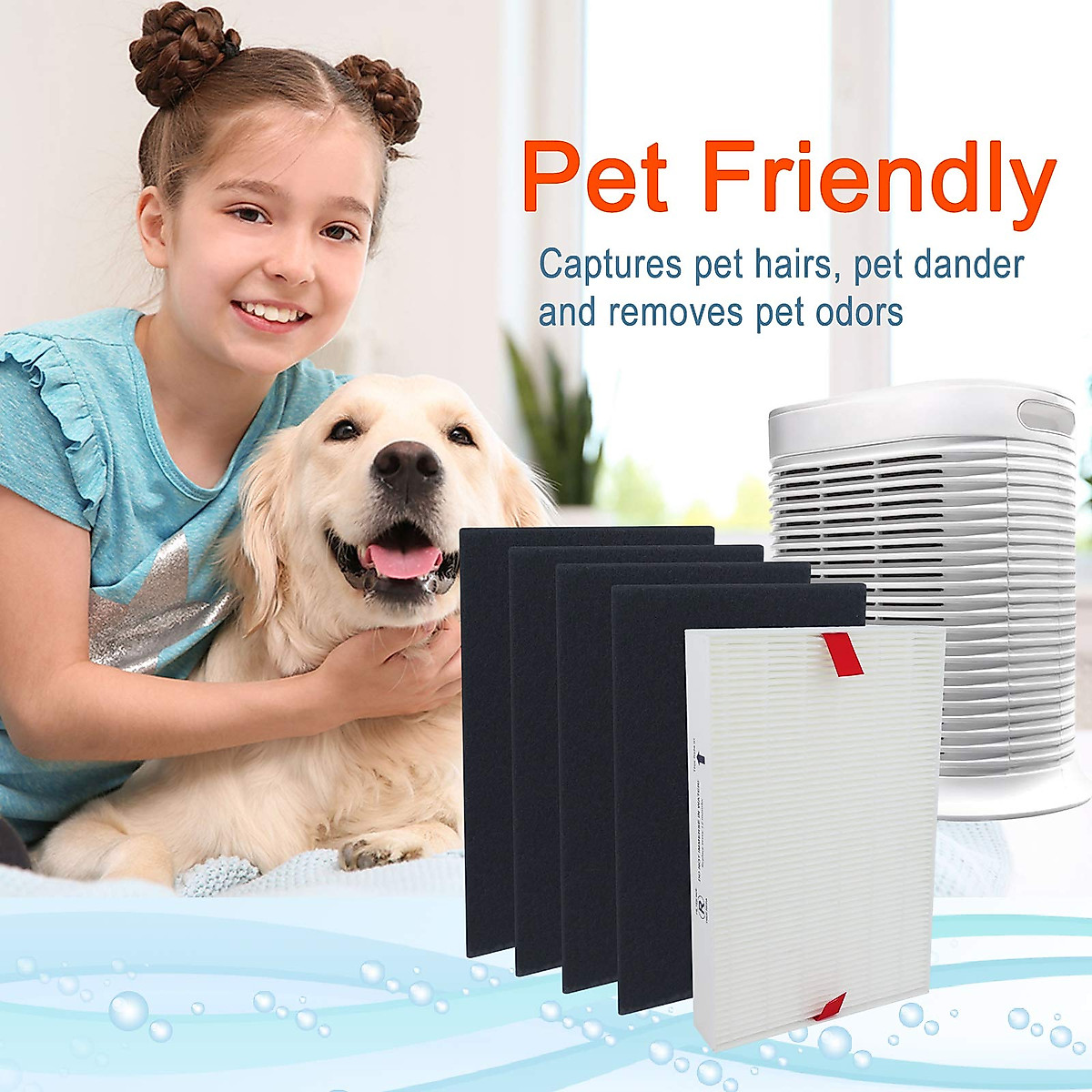 Flintar HPA100 H13 True HEPA Replacement Filter A/R Combo Pack, Compatible with Honeywell Air Purifier HPA100, HPA094, HPA3100, HPA5100 Series, True HEPA Filter R + 4 Pre-Cut Carbon Pre-Filter A