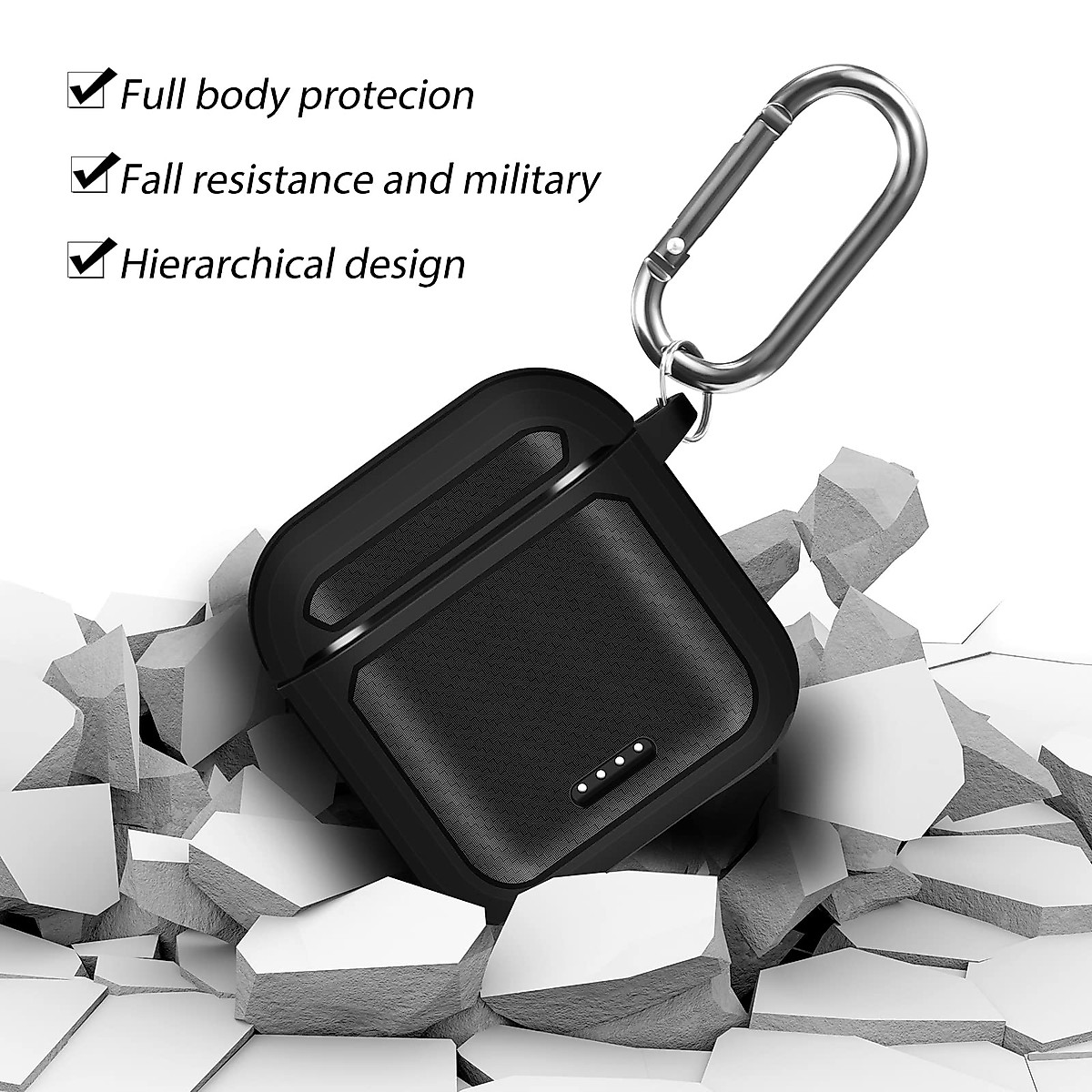 Claiol Protective Case Compatible for Tozo T6, Upgraded Shockproof Tozo T6 Case Cover with Metal Carabiner. (Black)