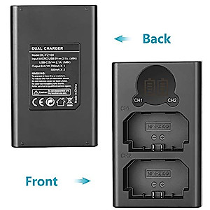 Neewer Dual USB Charger for Sony NP-FZ100 Battery, Compatible with Sony ZV-E1, FX3, FX30, A1, A9 II, A7R V, A7S III, A7 IV, A6600, A7C Cameras, Designed with LCD Display, Versatile Charging Options