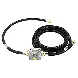 MENSI 10 Feet Low Pressure Natural Hose Conversion Kit with 5" Outlet Pressure Regulator Valve with Hose Adapter 1/2" Male NPT to 3/8" Female Flare Fitting