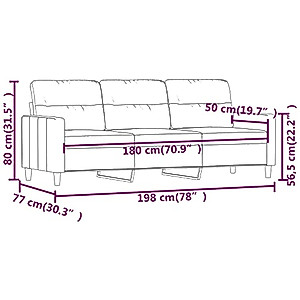 vidaXL 3-Seater Sofa Dark Gray 70.9" Fabric