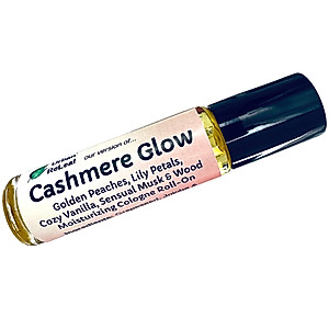 Urban ReLeaf Cashmere Glow Cologne Oil Roll-On. A Romantic Blend of Golden Peaches, Lily Petals, Cozy Vanilla, Sensual Musk & Wood. Long Lasting Fragrance Oil, Moisturizing Jojoba, Alcohol-Free Scent. Made in USA. Fits in pocket. TSA approved size.