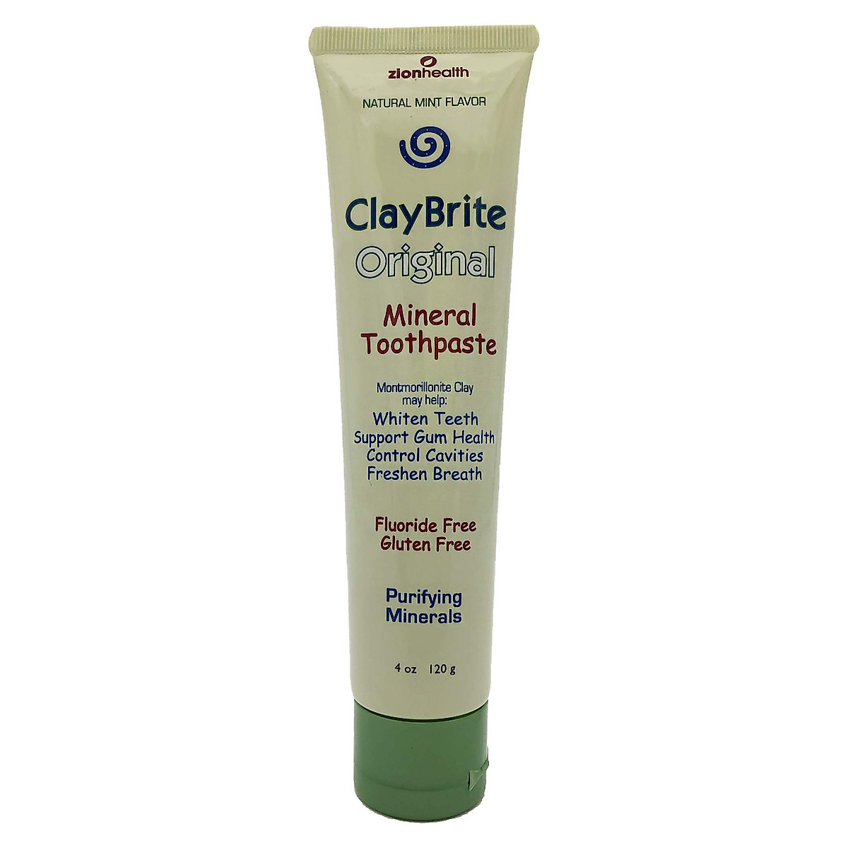 Zion Health Claybrite Natural Toothpaste, Natural Mint, 4 Ounce (Packaging may vary)