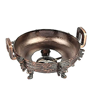 Round Chafing Dish Set for Wedding Banquets Party, Stainless Steel Chafer Buffet Server Warming Tray, with Food Pan, Frame, Lid and Fuel Holder,Red Copper,26cm