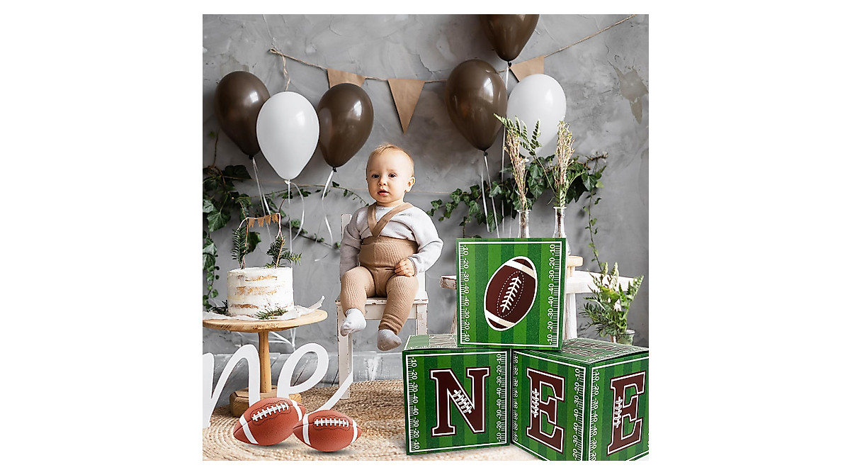 Football First Birthday Decorations - 3Pcs Balloon Boxes for 1st Party