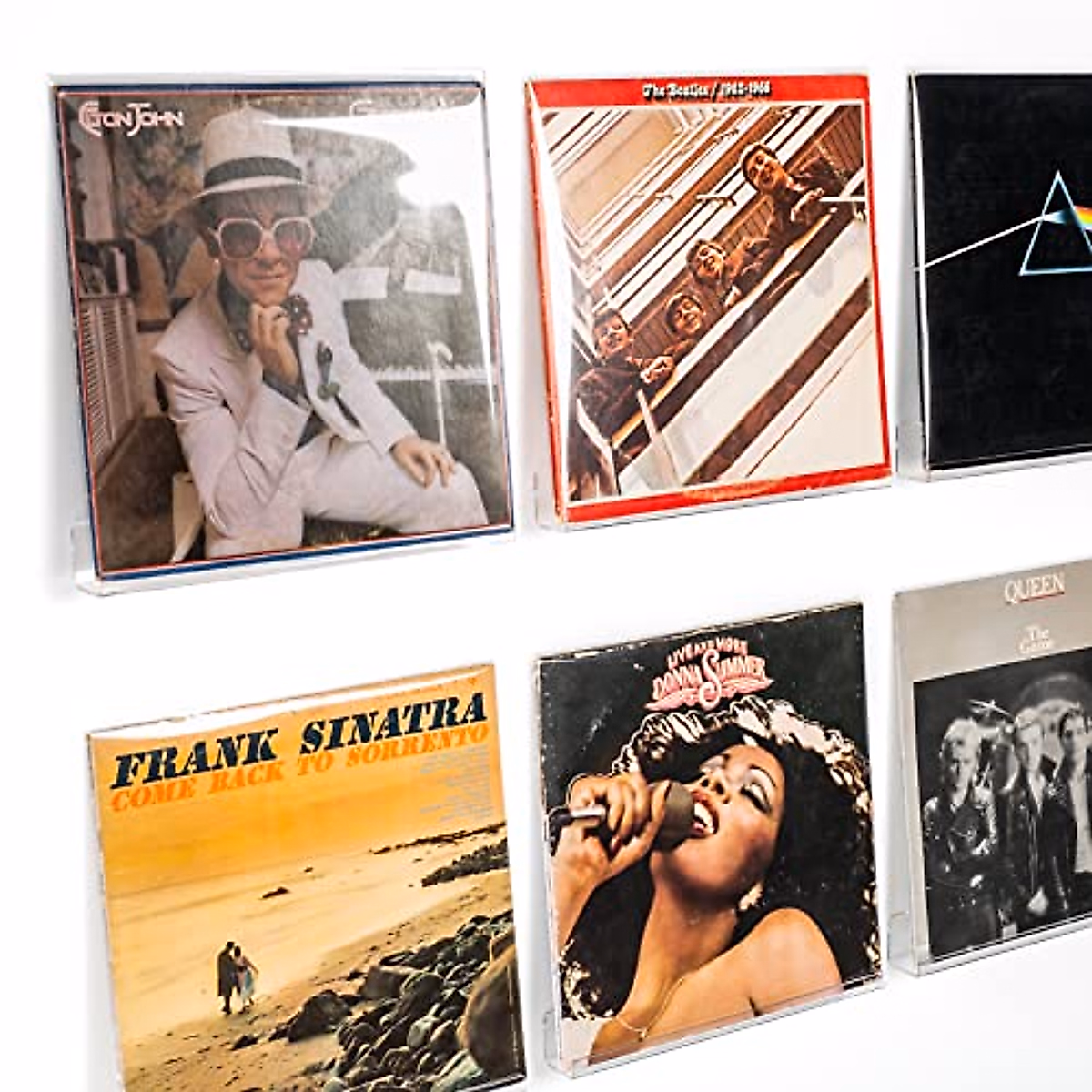 Vinyl Record Display Set - 8 Pack Acrylic Shelf Wall Mount and Protective Sleeves - 8 Clear Vinyl Shelves and 8 Album Protective Sleeves, Installation Tools Included
