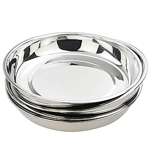 Kekow Stainless Steel Dinner Plate, Large Round Plates, 10-INCH, 4-Pack
