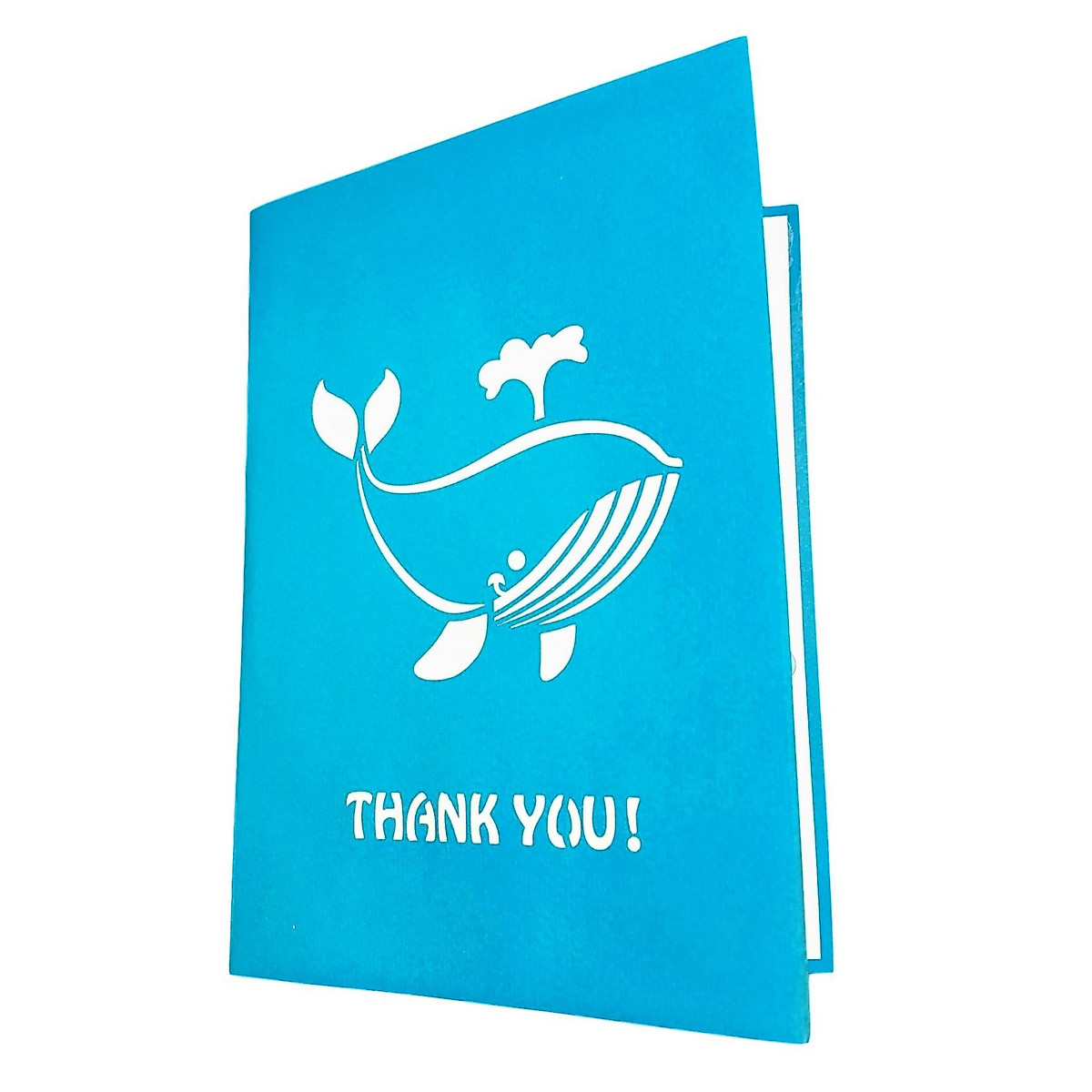 iGifts And Cards Unique Blue Whale Thank You 3D Pop Up Greeting Card - Large, Gratitude, Cute, Animal, Nautical, Ocean, Fun, Graduation, Friendship