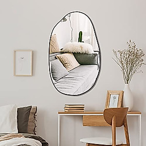 CASSILANDO Irregular Asymmetrical Mirror Wall Mounted, Unique Vanity Mirror,Shaped Dressing Mirror Decorative for Living Room, Bathroom, Bedroom, Entryway Wall Decor, 33.5"×20.5"