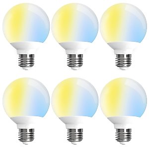 ILC G25 LED Globe Light Bulbs Work with Alexa Required Echo Device, 6W, 60W Equivatlent, Color Temprature Turnable: 2700K-6000K, CRI>95+, E26 Base, 120V for Vanity Makeup Mirror, Bathroom (6 Pack)