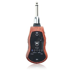 OW Portable Guitar Headphone Amp Synthesizer Pocket Guitar Plug Guitar Amplifier Rechargeable for Electric Guitar with Bluetooth Receiver Support 5 Effects: Clean/Chorus/Flanger/Metal/Wah