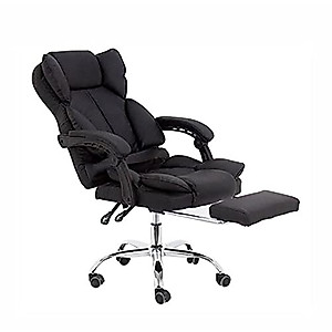 Comfty Padded Headrest and Chrome Base Deluxe Executive Leather Office Chair, 42.52”-45.67, Black