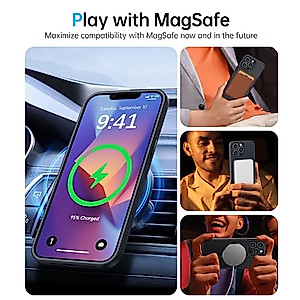 Kocanasi 𝗡𝗘𝗪 Magnetic for iPhone 13 Pro Max Case [Compatible with MagSafe] [10FT Military Grade Drop Tested] Slim Translucent Matte Case for iPhone 13 Pro Max Phone Case, Black (6.7")