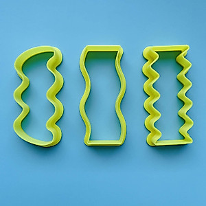 Set of 3 Wavy Rectangle Shape Cutters for Hair Clips Hair Barrettes
