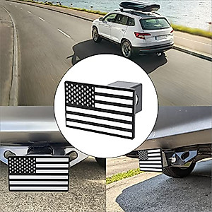 UOBMALL Heavy American Flag Metal Trailer Hitch Cover for 2 inch Receivers with Stainless Steel Pin Bolt