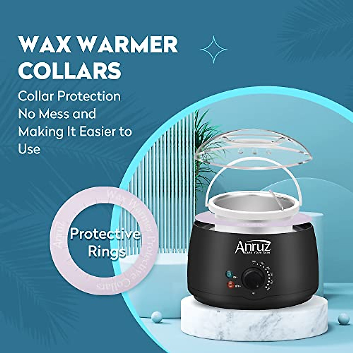 Anruz Waxing Kit, Wax Warmer Hair Removal for Women Men Sensitive Skin, At Home Wax Kit with Wax Beads(14.1 oz total) for Coarse & Fine Hair, Eyebrow, Facial, Armpit, Bikini, Leg, Brazilian