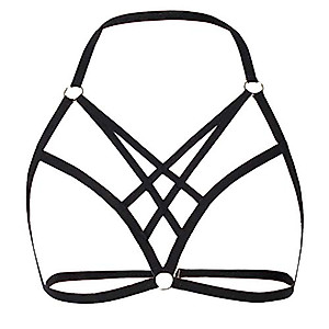 Toxz Alluring Women Cage Bra Elastic Cage Underwear Strappy Hollow Out Lingerie Bustier,Camisole Open Cup Lingerie,Plunging Eyelash