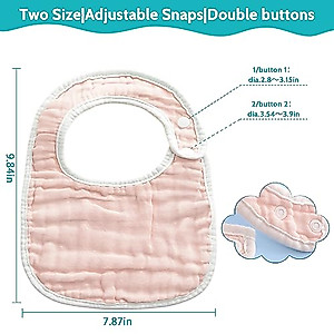 6Pack Muslin Baby Bibs Ultra Soft Absorbent - 100% Cotton Baby Bandana Drool Bibs Adjustable Snaps for Infants, Newborns and Toddlers, Stylish Unisex Bandana Bibs for Teething and Drooling
