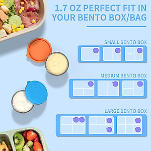 6 Pack Salad Dressing Container To Go, 1.7oz/50ml Reusable Small Condiment Containers with Lids, Leakproof Silicone Lids Stainless Steel Sauce Cups Containers for Lunch Box, Picnic and Travel