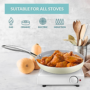 Boxiki Kitchen Non-Stick Ceramic Frying Pan with Stainless Steel Handle - Non-Toxic, PTFE & PFOA Free 8" Egg Pan Skillet - Dishwasher and Oven Safe Fry Pan.