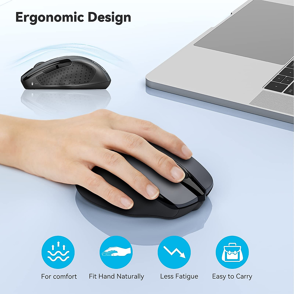 TECKNET Bluetooth Mouse, Wireless Mouse with 6 Buttons, 5 Adjustable DPI Levels, 24 Month Battery Life, Ergonomic Computer Mouse for Laptop, Computer, Mac, PC, Windows, Chromebook, Notebook