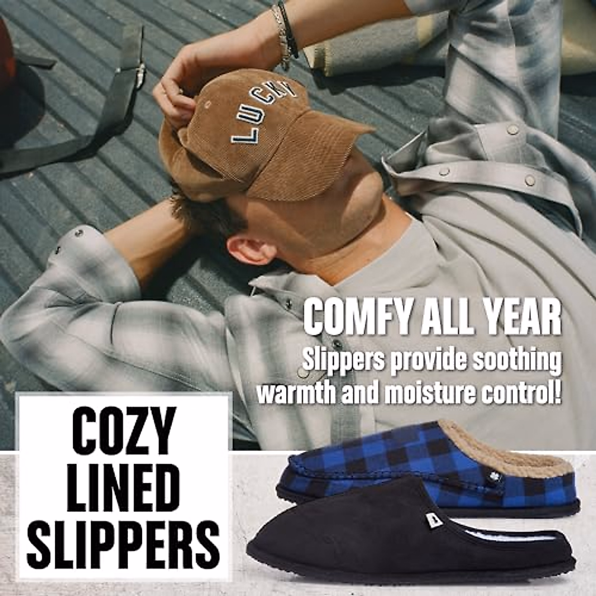 Lucky Brand Mens Microsuede Clog Slippers, Warm Fuzzy Rubber Sole Home Bedroom Slipper, Comfortable Indoor Outdoor House Shoes, Tan, Small