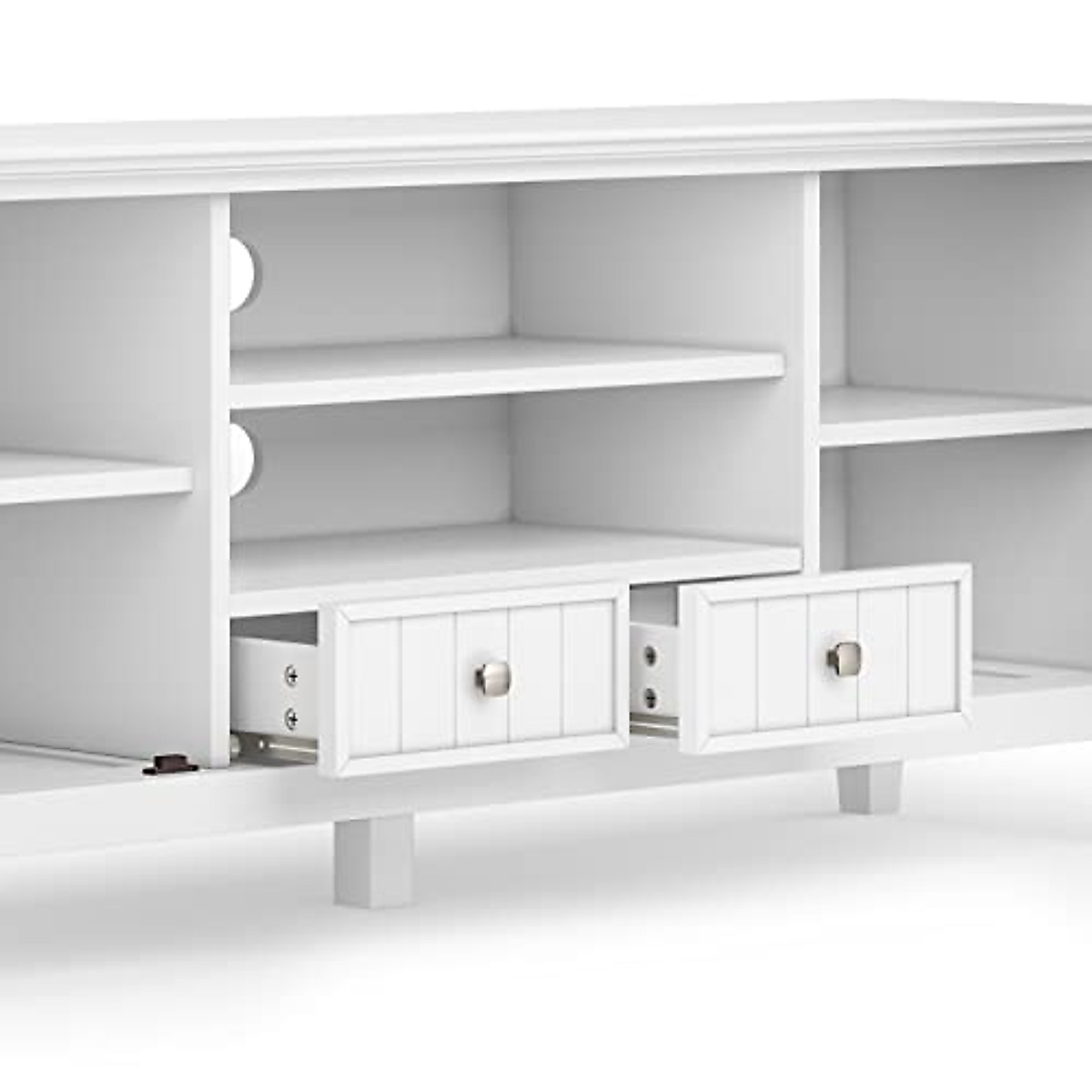 SIMPLIHOME Acadian SOLID WOOD 60 Inch Wide Rustic TV Media Stand in White for TVs up to 65 Inches, For the Living Room and Entertainment Center