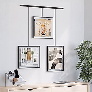 Umbra Exhibit Picture Frame Gallery Set, Adjustable Wall Collage Displays Three 8x10" Photos, Set of 3 Large, Black