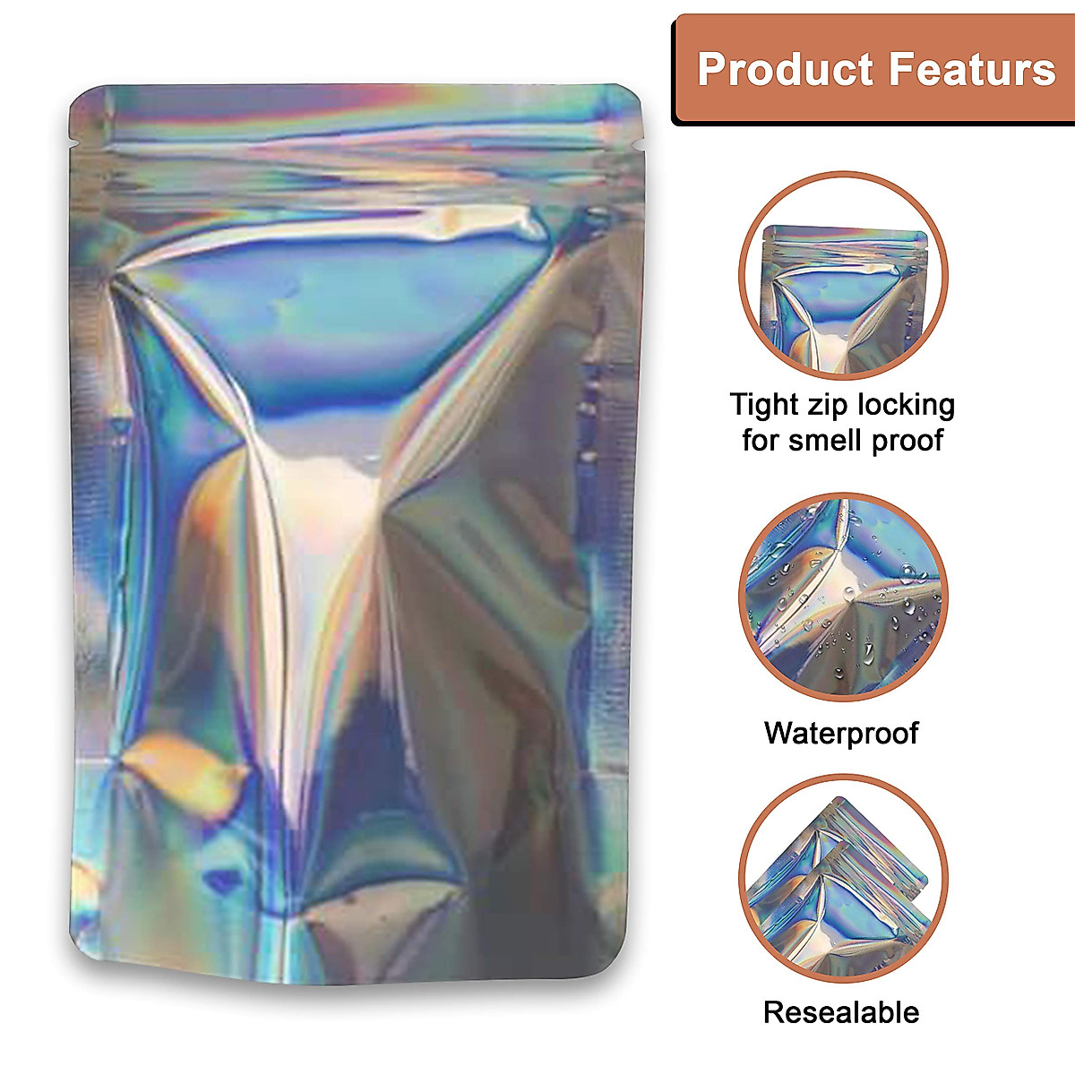 Mylar Bags| Bolsas Mylar| Resealable Bags| Lipgloss Bags| Small Bags for Pckaging| Lash Bags Wholesales| Nail Packaging Boxes| Mylar| Food Storage Bags 4 different sizes 150 pieces (Holographic)