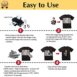 TransOurDream Heat Transfer Paper for Dark T Shirts (10 Sheets, 8.5x11'') GLOW IN THE DARK Iron on Transfers Paper Printable Heat Transfer Vinyl for Inkjet Printer