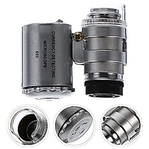 NUOBESTY 60X Mini Microscope ABS Plastic Pocket Magnifier Loupe Magnifying Glass with LED Light for Detecting Counterfeit Currency Jewelry