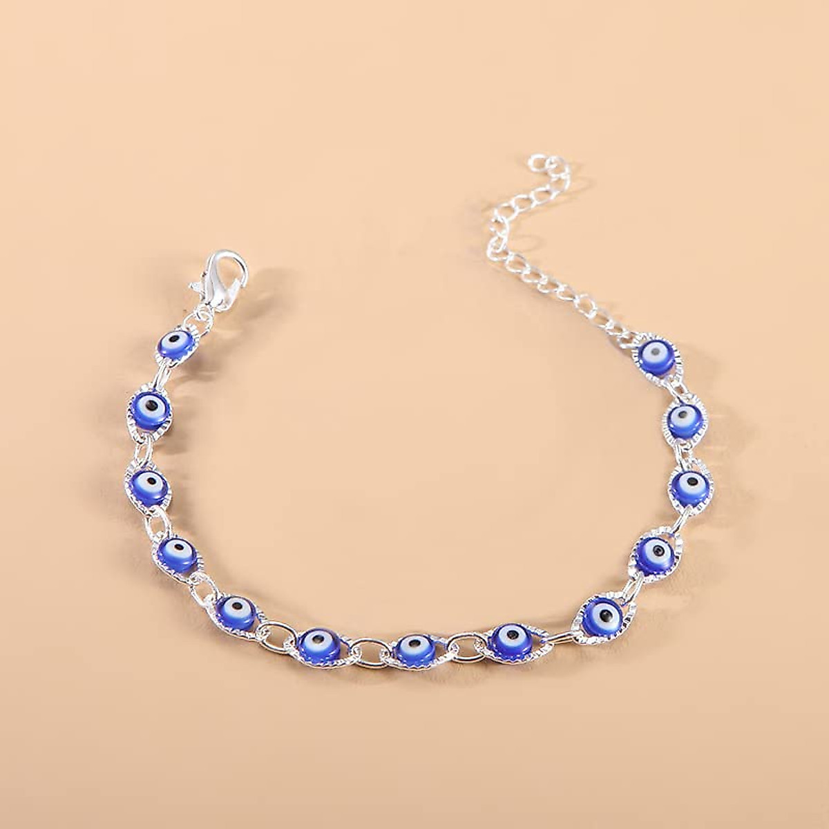 Fuqimanman2020 Evil Eye Bracelet Anklet for Women Gold Silver Blue Multi-Color Evil Eye Link Chain Bracelets Anklet for Women