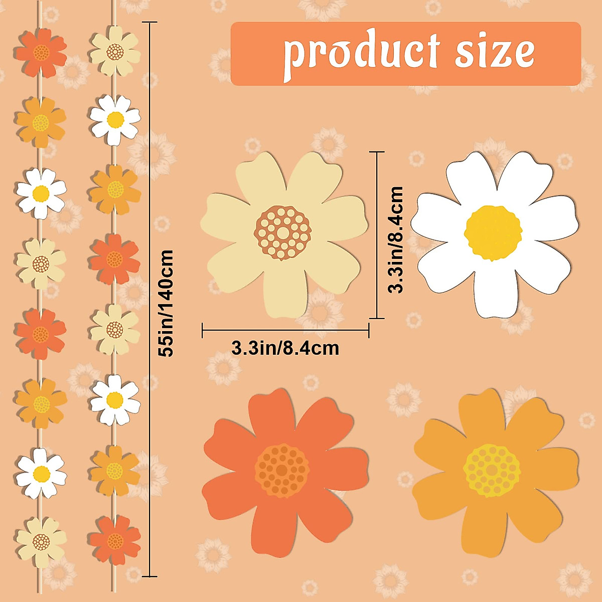 Daisy Groovy Boho Party Hanging Banners and Retro Hippie Party Supplies Decorations Daisy Paper Cutouts for One Two Groovy Themed Baby Girl Birthday Decorations Party Home Classroom Favor Decor