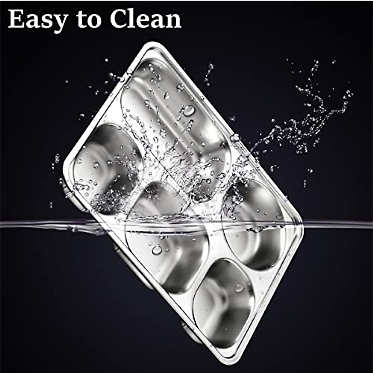 Tebery 3 Pack Stainless Steel Rectangular Divided Plates Tray, 5 Sections Dinner Plates for Adults,Kids, Picky Eaters, Campers, and Portion Control