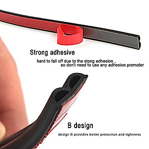 33Feet Long Universal Self Adhesive Auto Rubber Weather Draft Seal Strip 51/100 Inch Wide X 1/5 Inch Thick,Weatherstrip for Car Window and Door,Engine Cover (2 Rolls of 16.5 Ft Long)