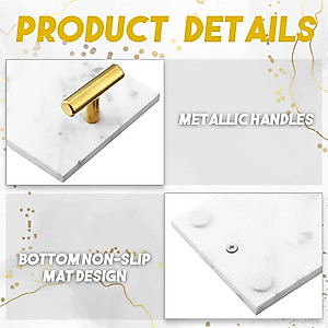 Tioncy 2 Pcs Marble Guest Towel Holder Tray for Bathroom Napkin Holder White Marble Vanity Tray Marble Tray for Kitchen Paper Disposable Hand Towel Holder for Dessert Jewelry Perfume Storage Organizer