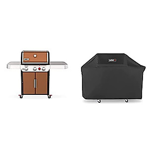 Weber Genesis E-325s Gas Grill, Liquid Propane, Copper, with Cover
