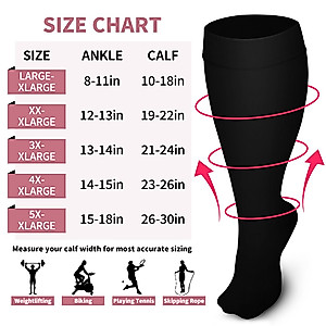 Laite Hebe Plus Size Compression Socks for Women and Men-3 pairs Wide Calf Knee High Support for Circulation