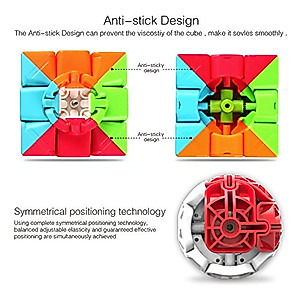 Roxenda Speed Cube Set, Speed Cube Bundle of 2x2x2 and 3x3x3 Cube Smoothly Magic Cube Collection for Kids Teens & Adults [2 Pack] (Stickerless)