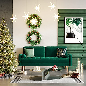 Green Couches for Living Room 69 inch, Mid Century Modern Velvet Love Seats Sofa, Upholstered 3-Seater w/Armrest for Bedroom, Apartment, Home Office